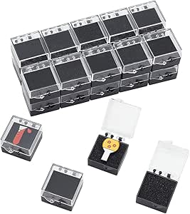 HOBBIESAY 24Pcs Black Plastic Lapel Pin Storage Boxes 1.5x1.2x0.8 Inch ...