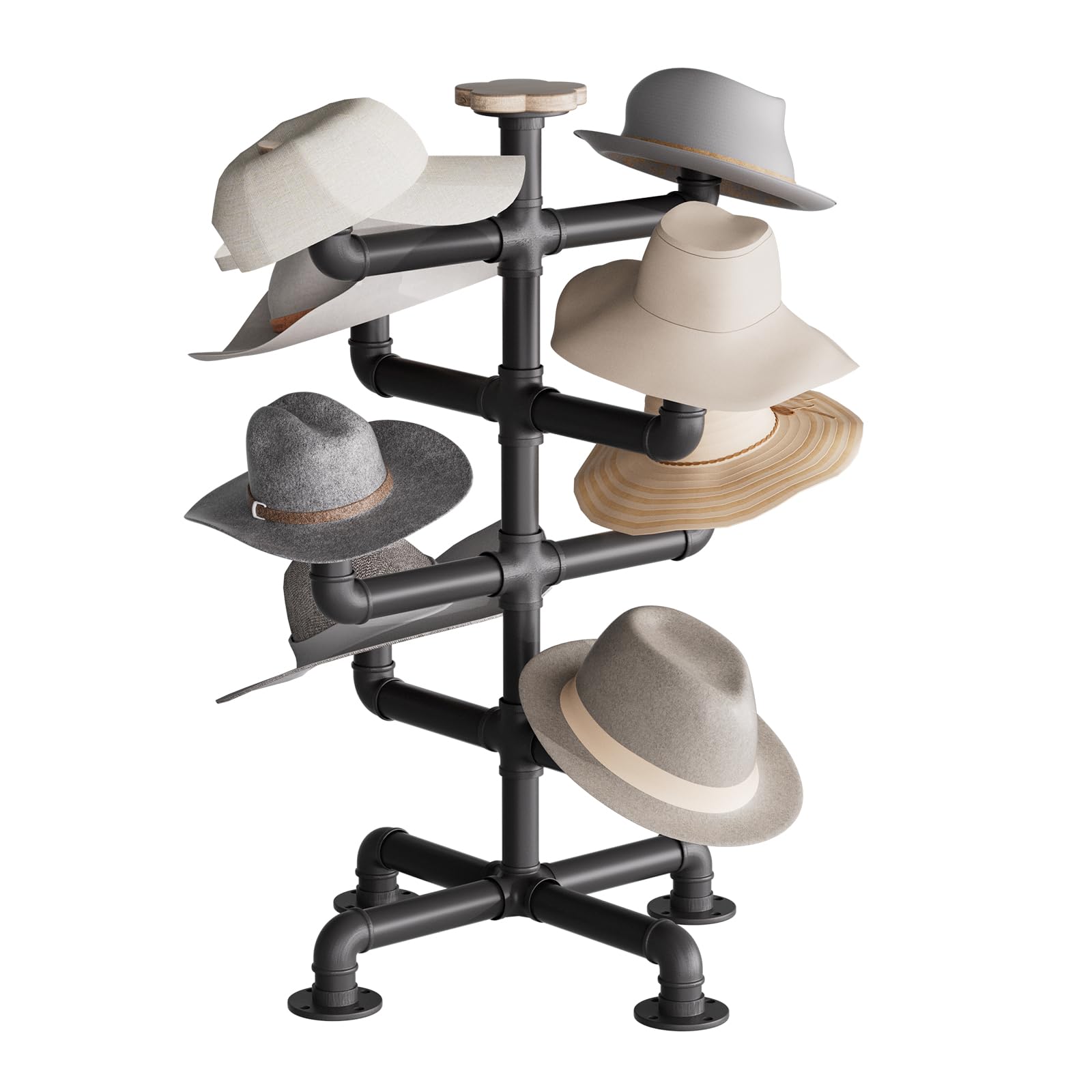 Amazon.com: bimiti 4-Tier Industrial Hat Racks Metal Pipe Hat Display ...