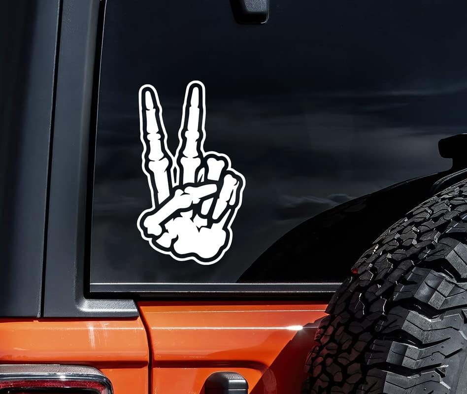 Amazon.com - Sticky Bomb Skeleton Hand Peace Sign Bones Vinyl Decal ...