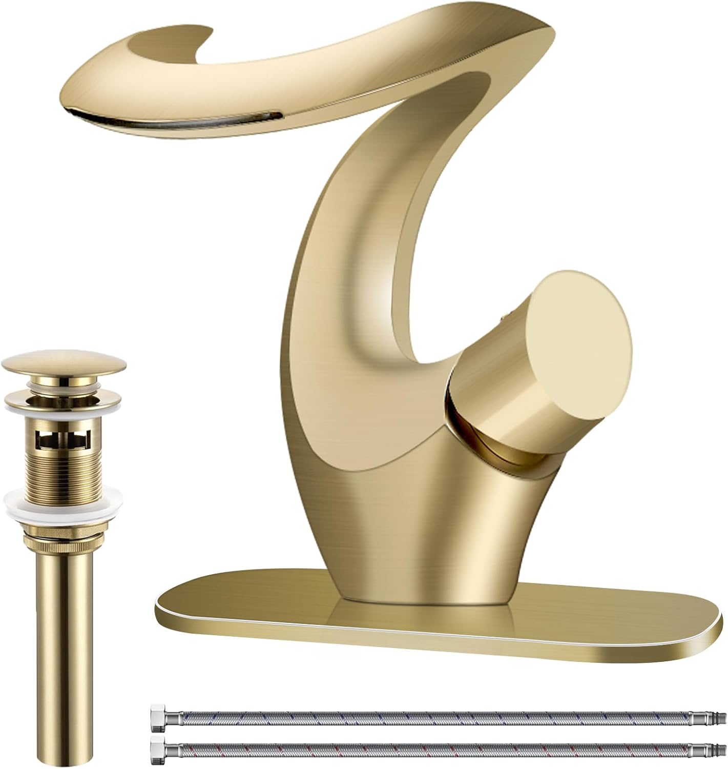 Elegant Alien Brushed Gold Bathroom Sink Faucet Single Hole,AUU ...