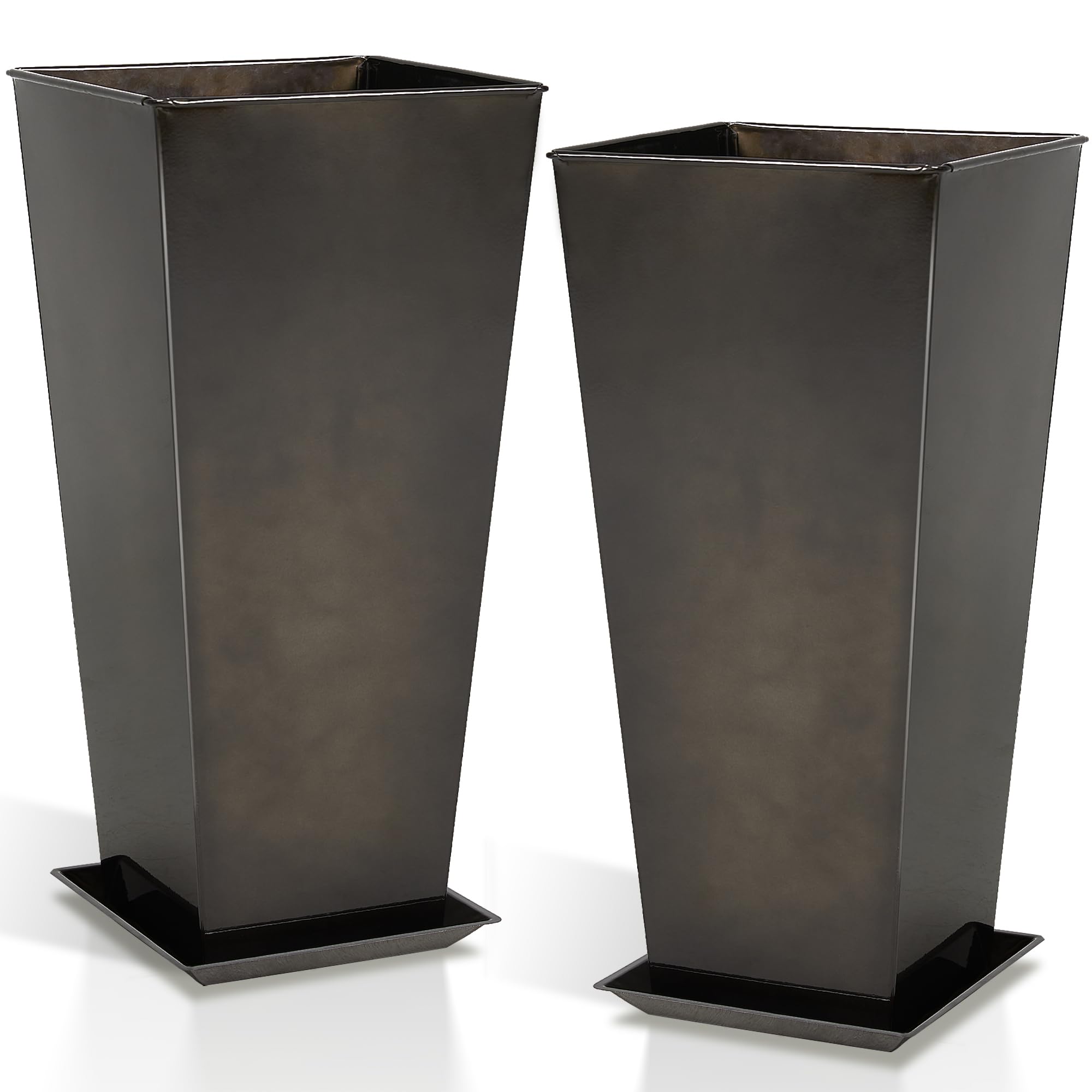 Amazon.com : Worth Garden 28" Large Metal Glazed Planter Set of 2 ...