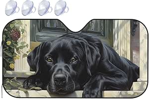 Amazon.com: Black Labrador Dog Lab Windshield Sun Shade Foldable Car ...