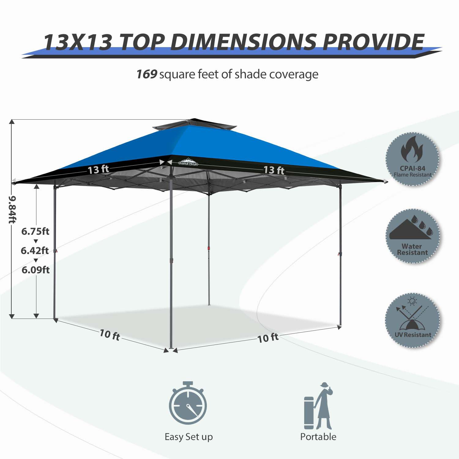 Snapklik.com : EAGLE PEAK 13x13 Straight Leg Pop Up Canopy Tent Instant ...