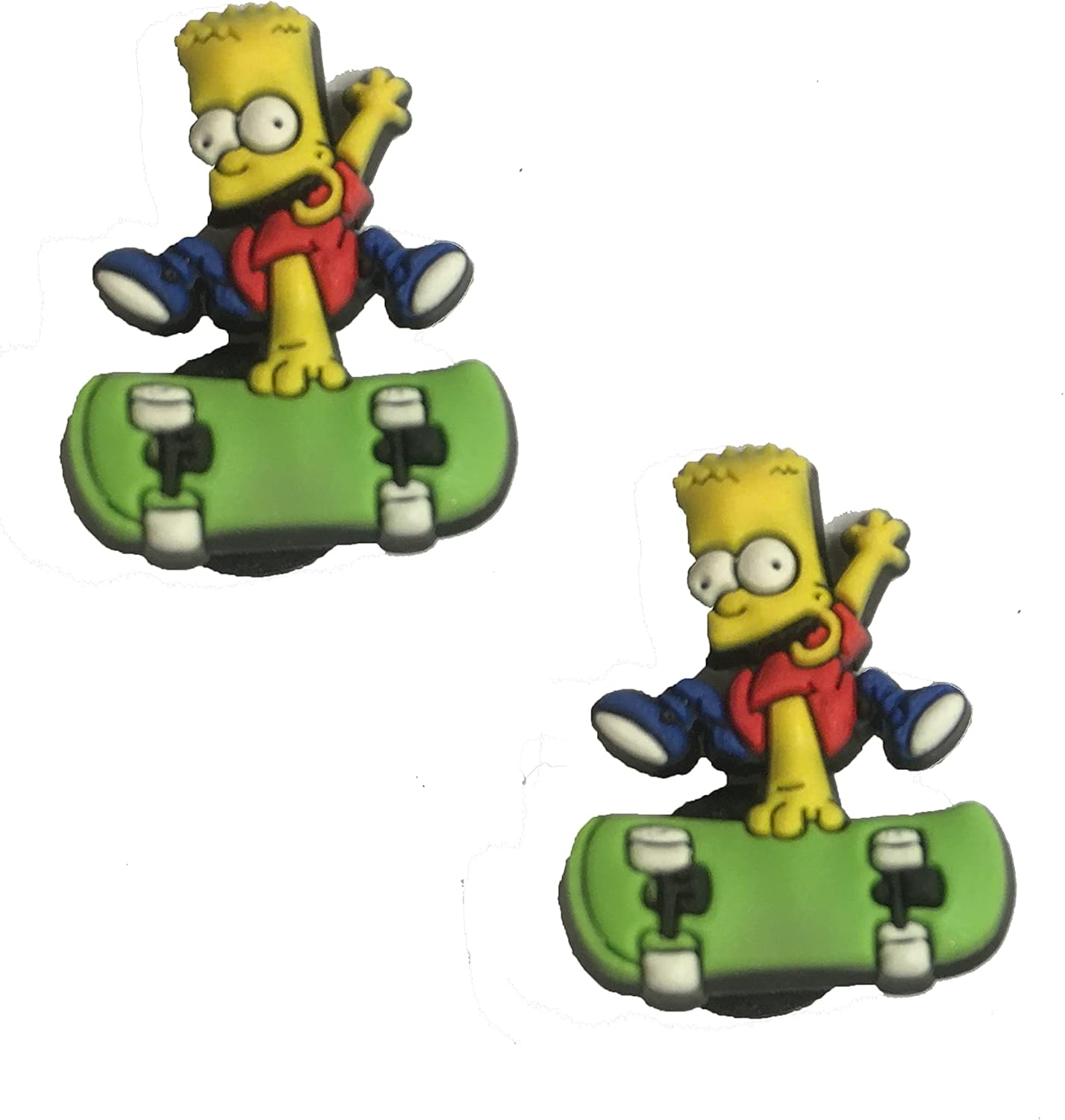 2 Bart Simpson Skateboard Shoe Charms For Crocs & Jibbitz Wristbands ...