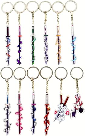 FSRONGXI Anime Keychains, 12Pcs Acrylic Anime Keychain, 9Pcs Metal ...