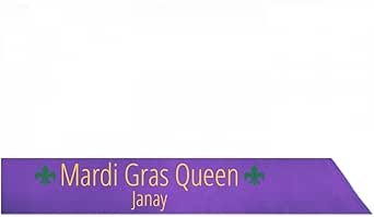 Amazon.com: Fleur De Lis Mardi Gras Queen Janay: Adult Satin Party Sash ...