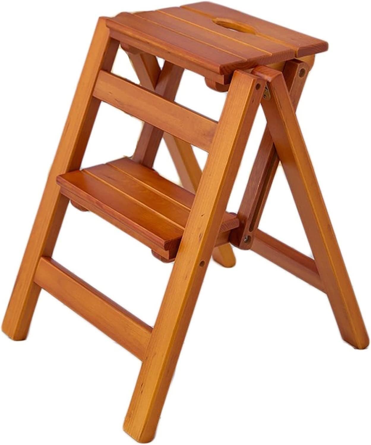 Amazon.com: YUNYHAO Wooden Folding Ladder - 2 Step Stool Portable ...