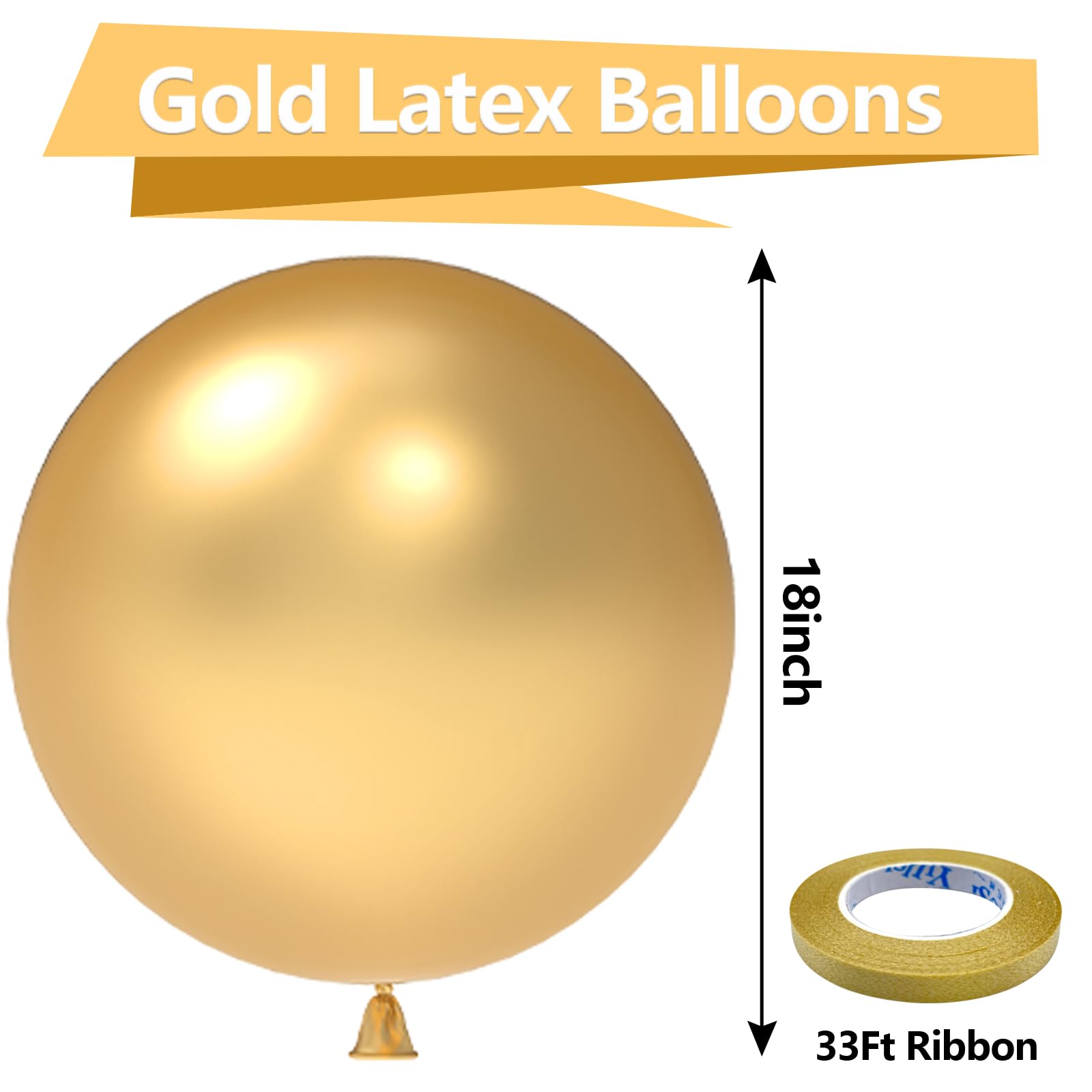 Snapklik.com : Metallic Gold Balloons 18 Inch - 30 Pack Large Thick ...