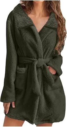 Amazon.co.jp: Women's Robe, Bathrobe, Hooded Fluffy, Short Robe, Long ...