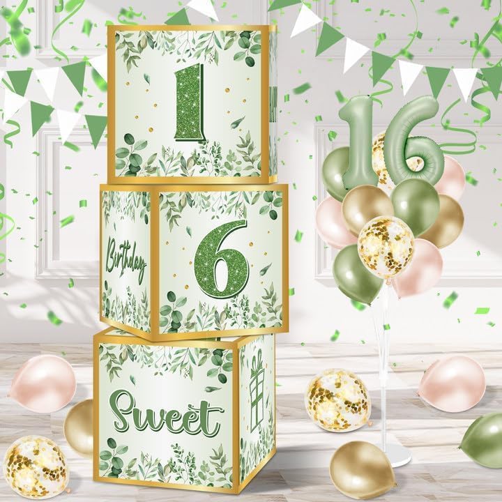 Amazon.com: 40 Pcs 16th Birthday Decorations Boxes for Girls Women Sage ...
