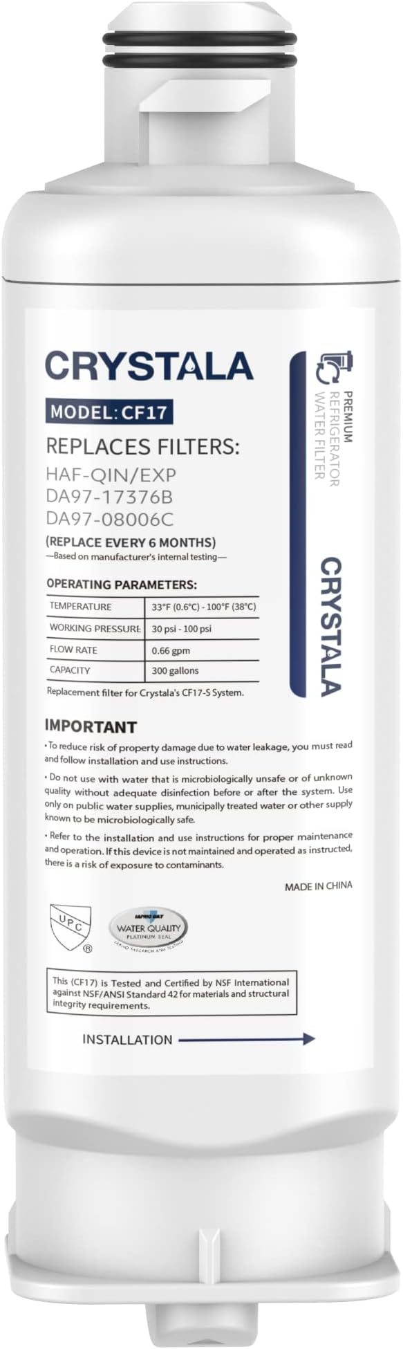 Amazon.com: Crystala Filters DA97-17376B Refrigerator Water Filter Replacement for Samsung HAF ...