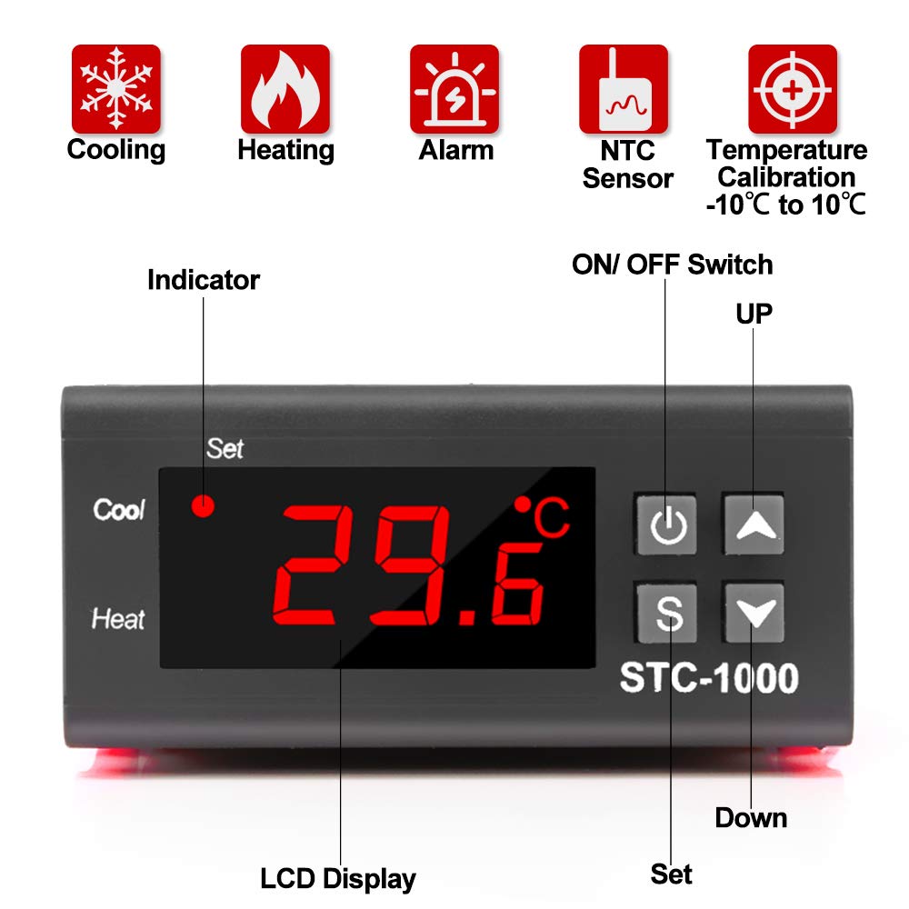 Snapklik.com : Digital Temperature Controller Centigrade Thermostat AC 110-220V 10A Temp Control ...