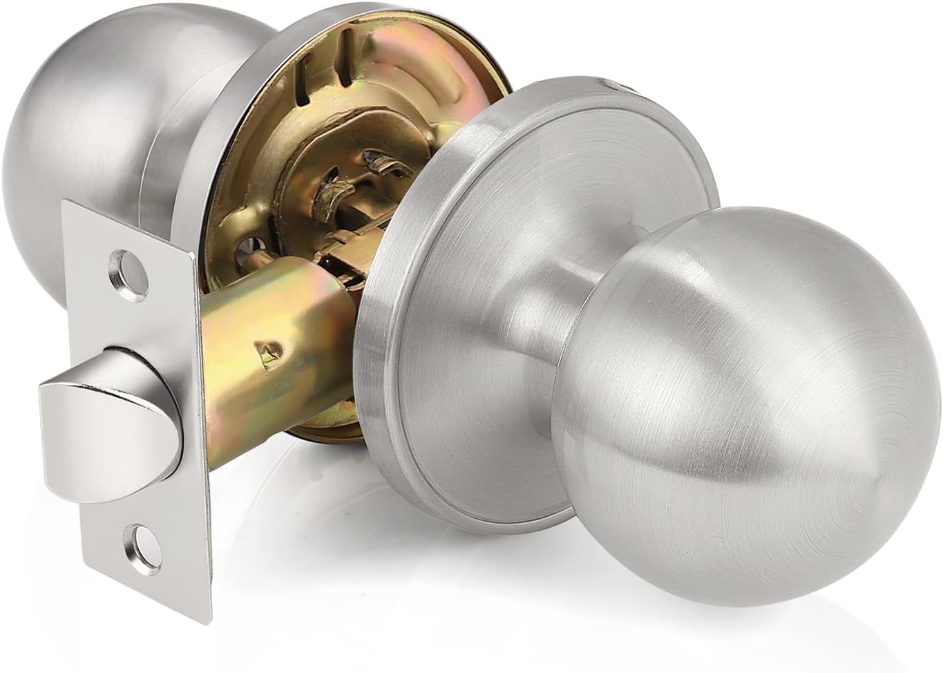 Probrico Brushed Satin Nickel Round Interior Door Handles Passage Door ...