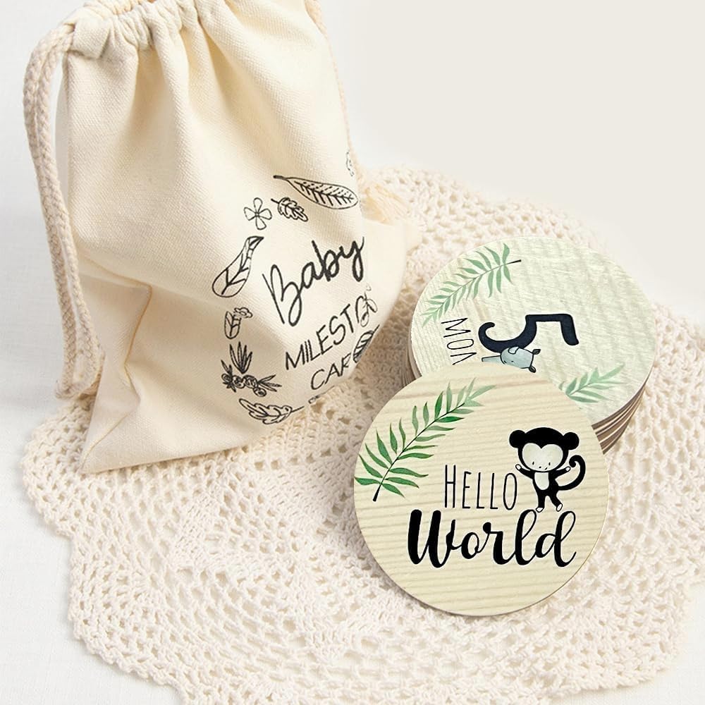 Amazon.com: Baby Monthly Milestone Stickers 24 Pack, Safari Animals ...