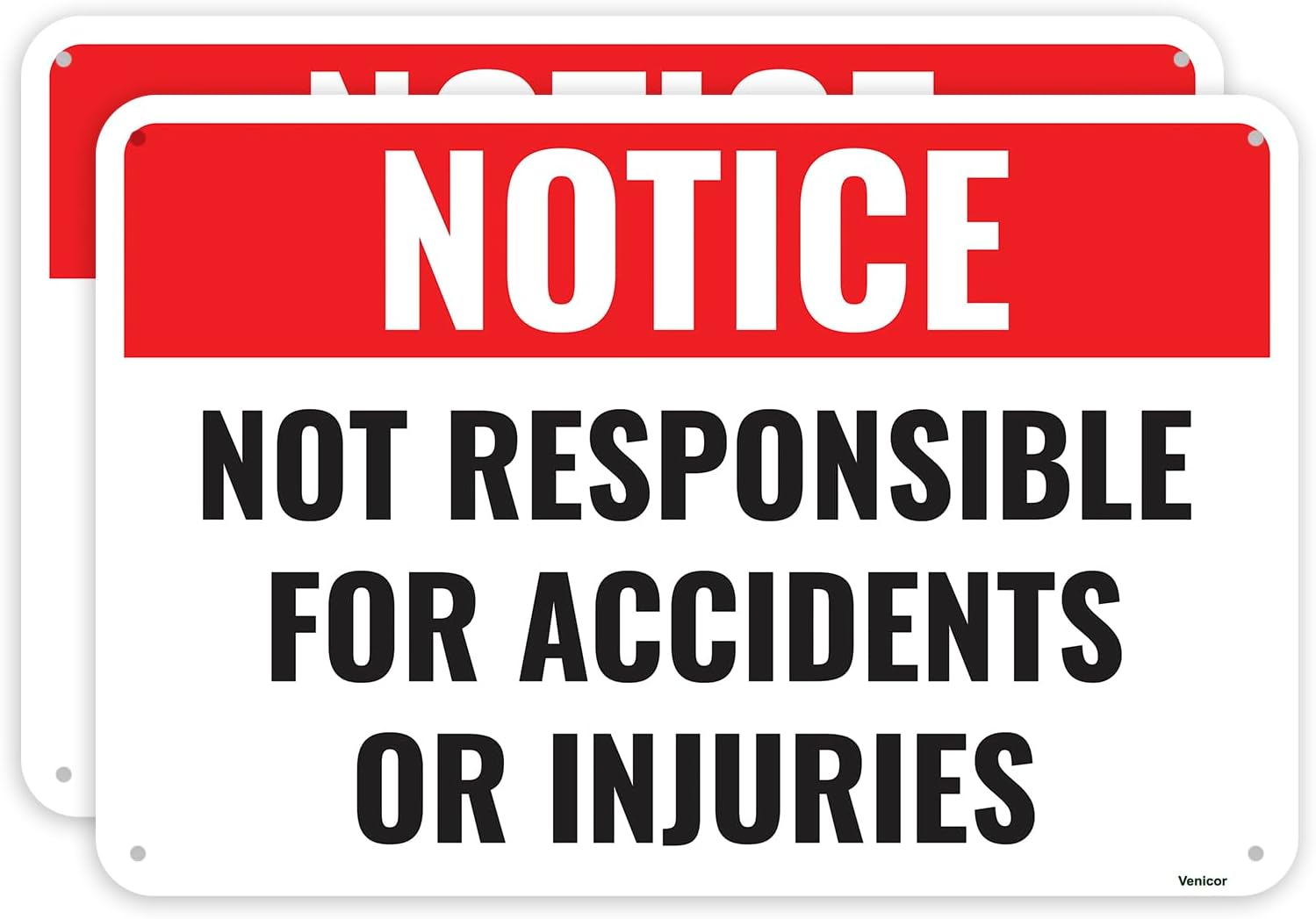 Amazon.com: 2PC Not Responsible For Accidents Or Injuries Sign, 12 x 8 ...