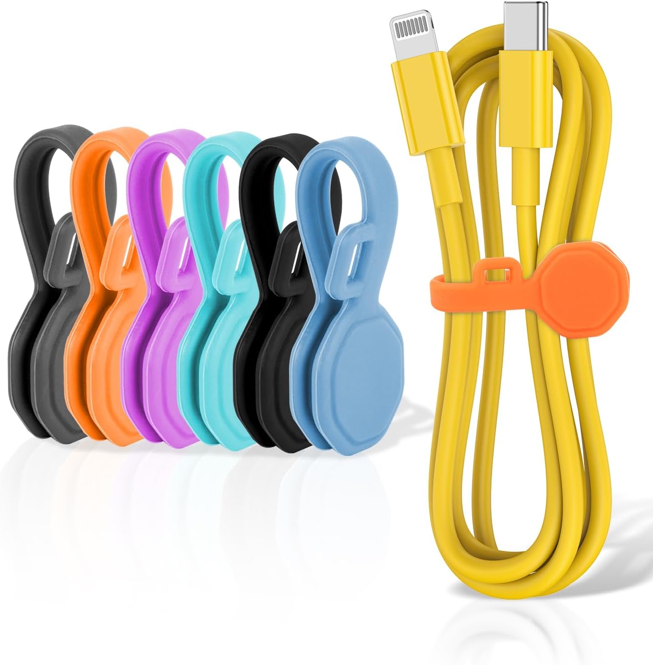 Amazon.com: 6 PCS Silicone Magnetic Cable Ties, Cable Clips Cord ...