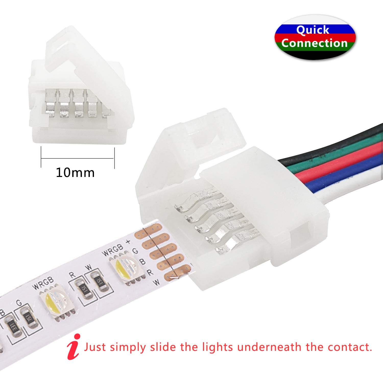 Snapklik.com : 5 Pin RGBW LED Strip Lights Connectors 10mm Set, RGBW ...