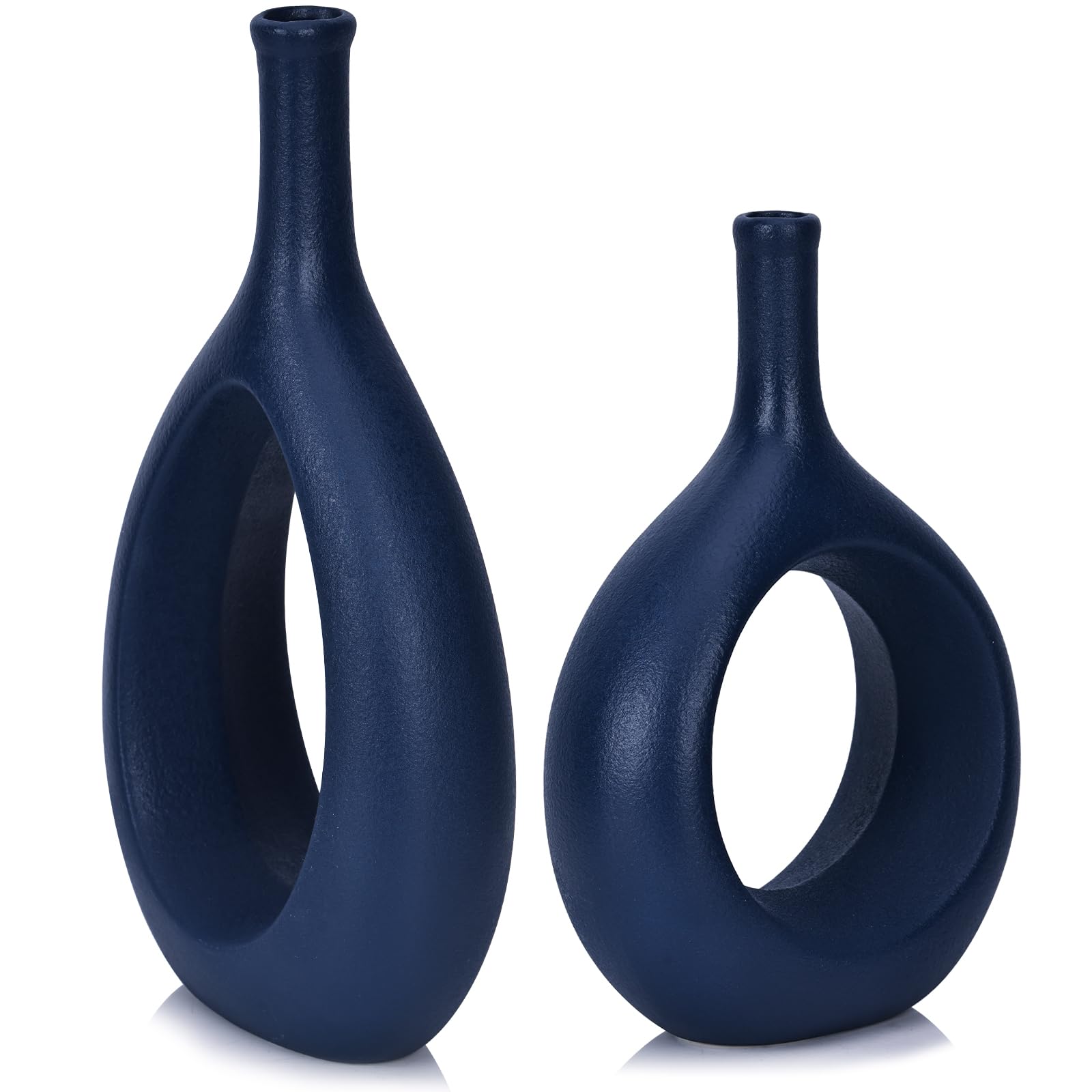 Amazon.com: 12" Tall Navy Blue Vase Set of 2 - Matt Blue Vases Home ...
