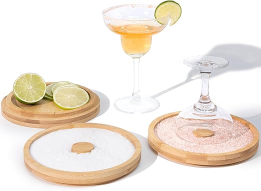 Amazon.com | SCUNDA 5.7" Bamboo Margarita Salt Rimmer Set, 3 Tier Bar ...