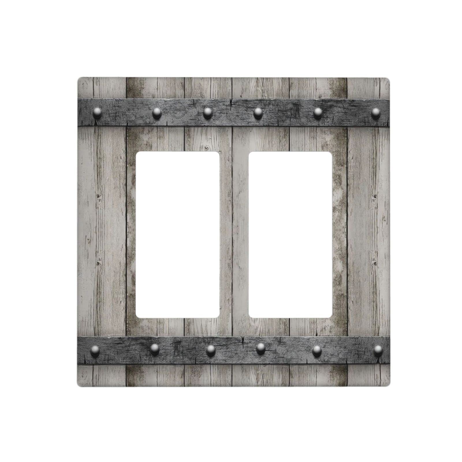 Rustic Gray Wood Print Double Rocker Light Switch Cover Decorative ...