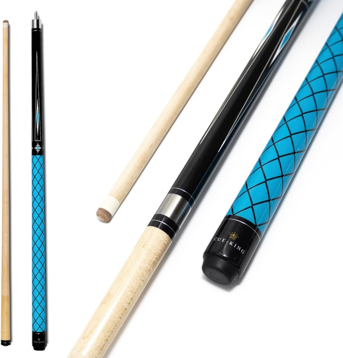 Cue-King Pool Cue 58 Inch with Premium Canadian Maple Shaft 13mm Tip, 2 ...