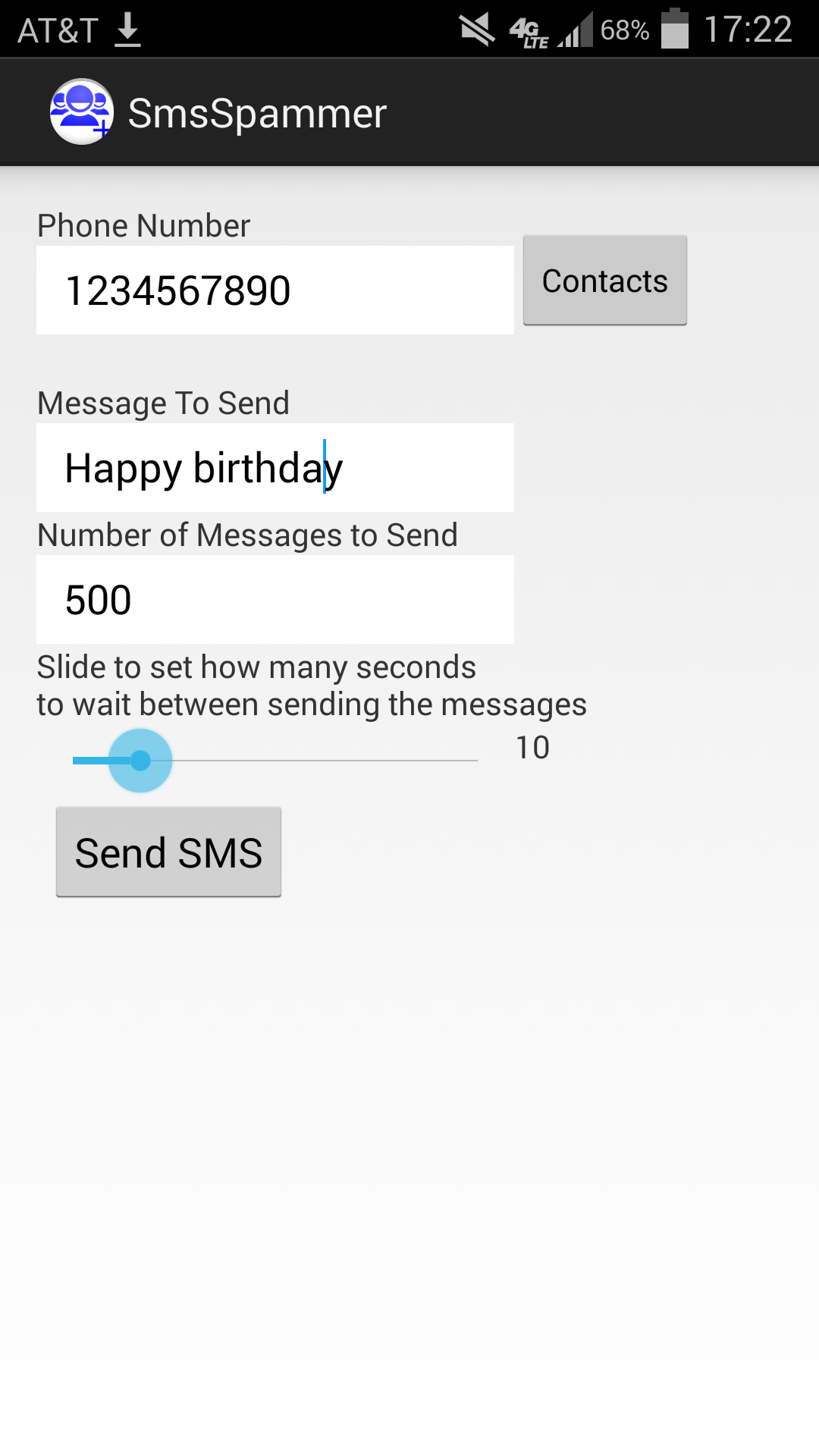 SMS Spammer - App on Amazon Appstore