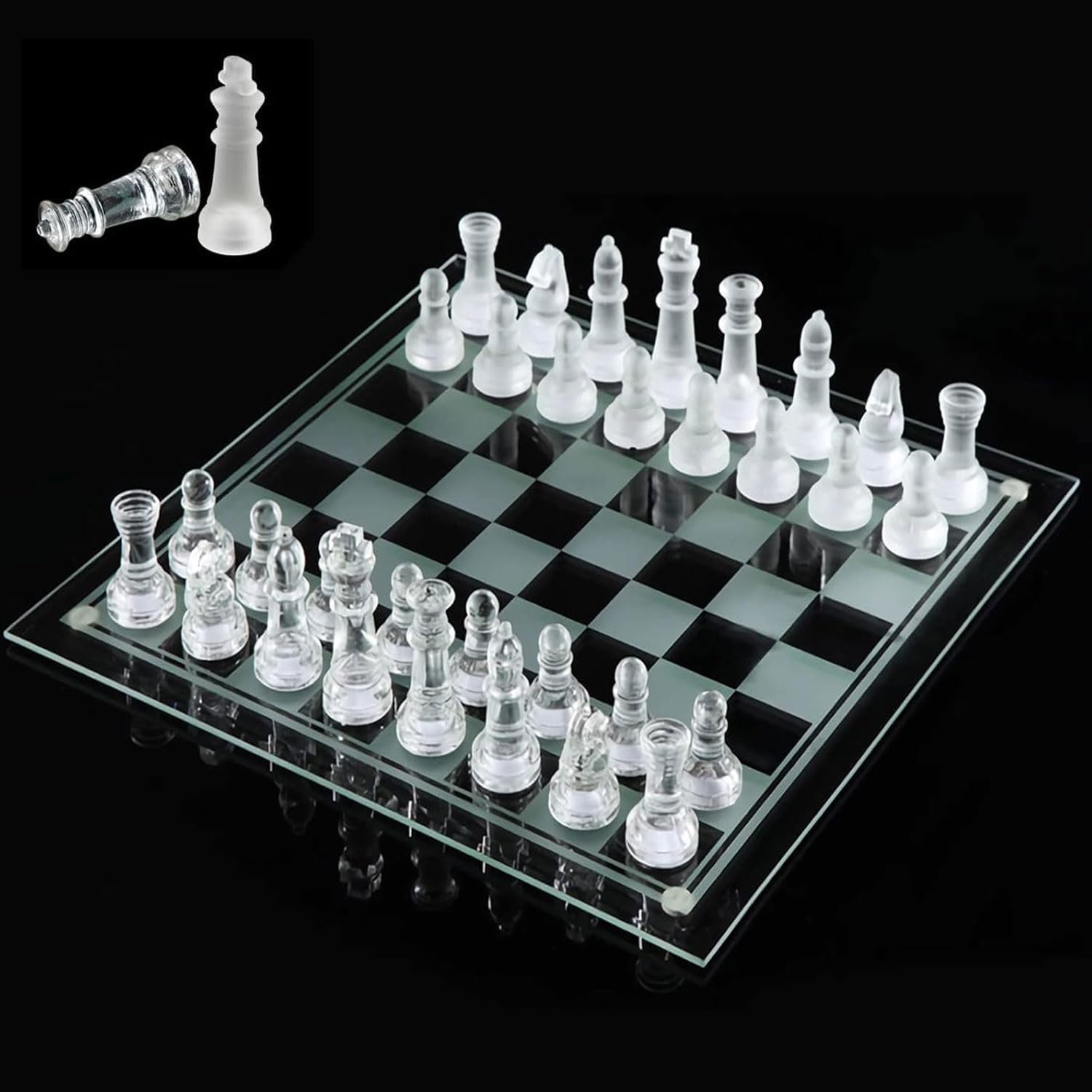 Amazon.com: Glass Chess and Checkers Set - Premium Glass Game Kit ...