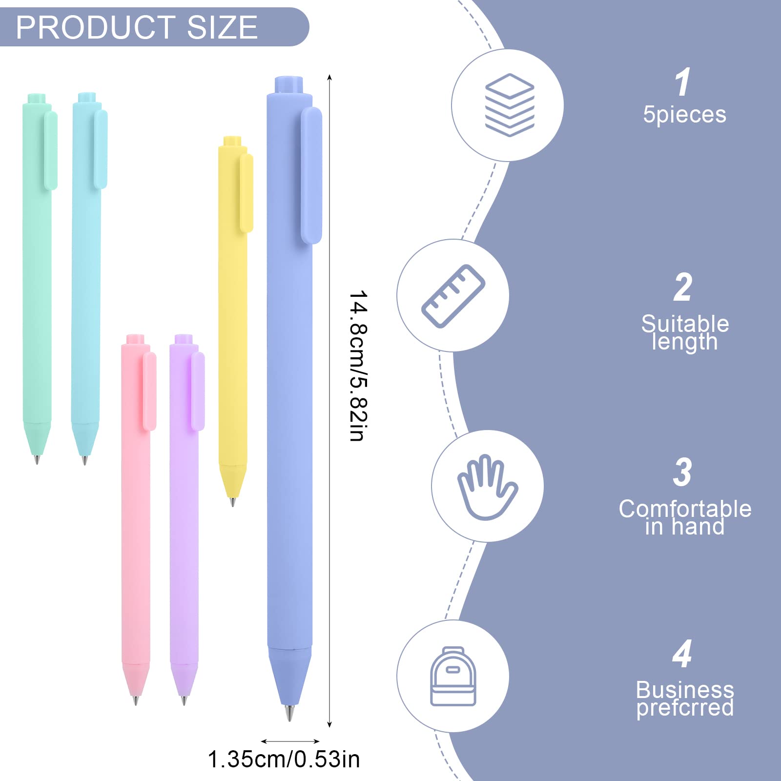 Snapklik.com : Cobee Pastel Black Ink Ballpoint Pens, 6 Pcs 1.0mm ...