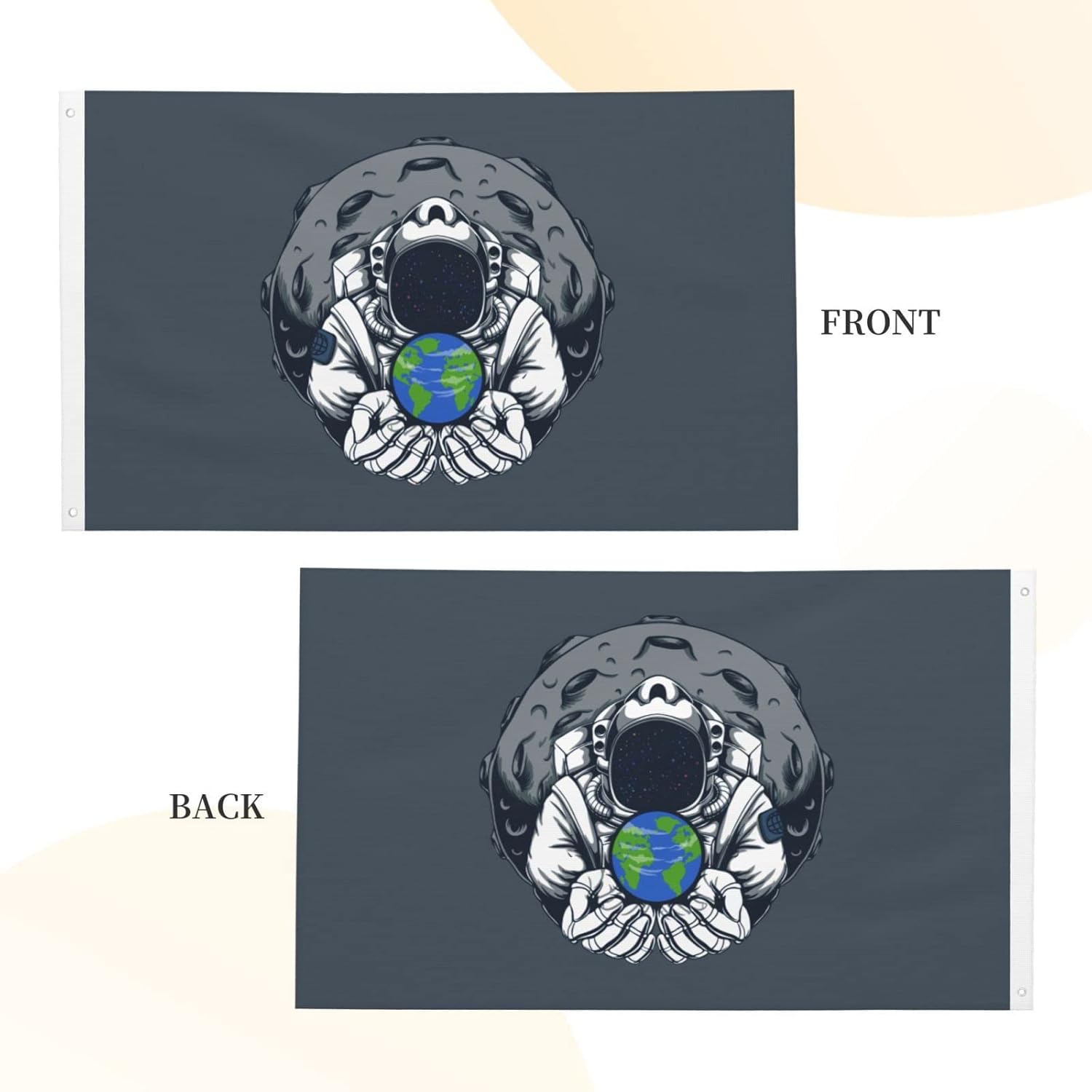 Astronauts And Earth Garden Flag 3×5 Ft Decor Outdoor Banner Sign Party ...