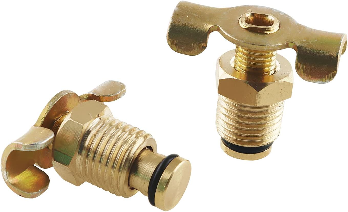 RLECS 1/4 External Drain Cock 2PCS 1/4 Brass Air Hose Fitting Air ...
