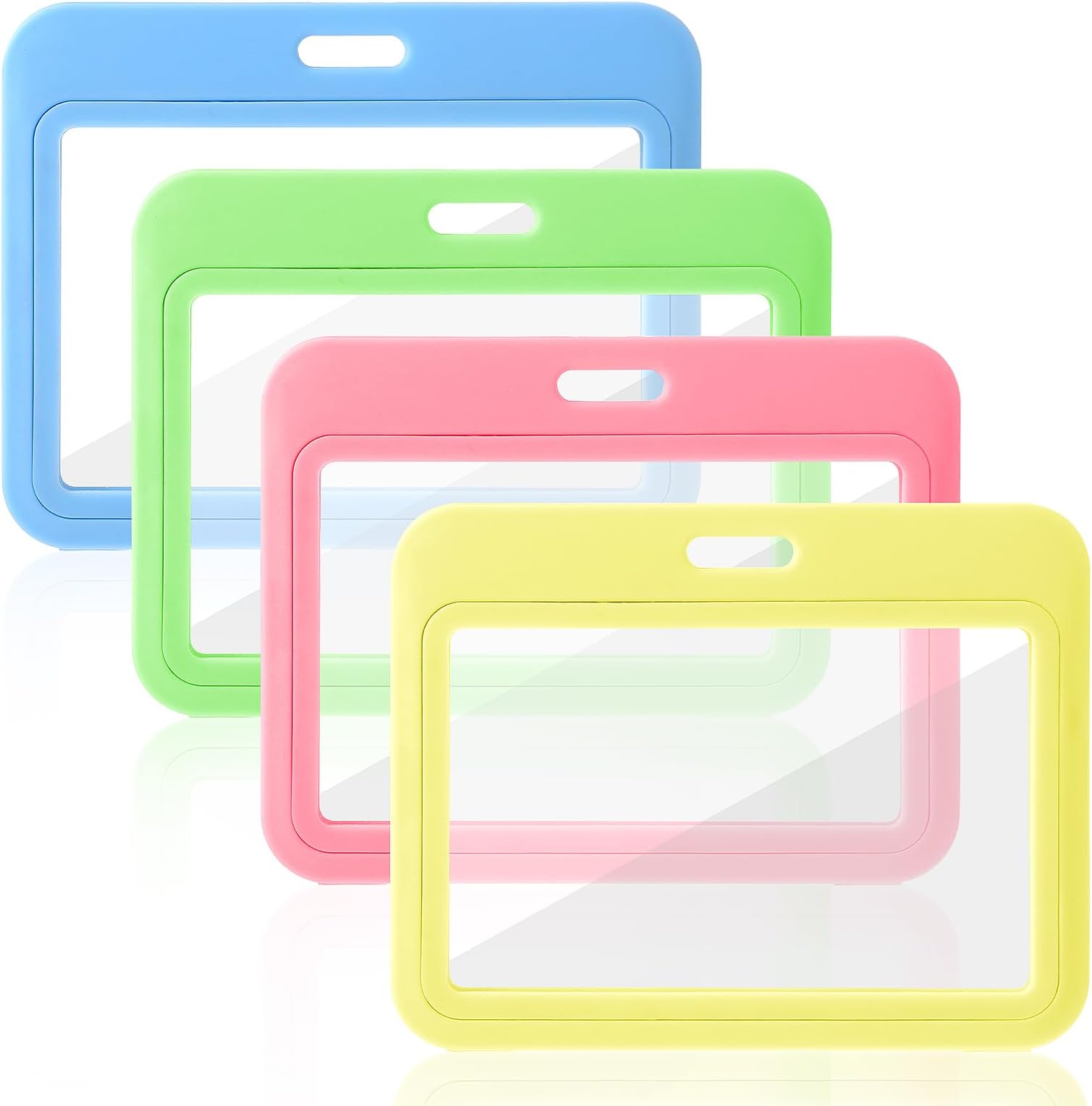 Amazon.com : Bewudy 3 Pcs ID Badge Holder with Plastic Clip, Double ...