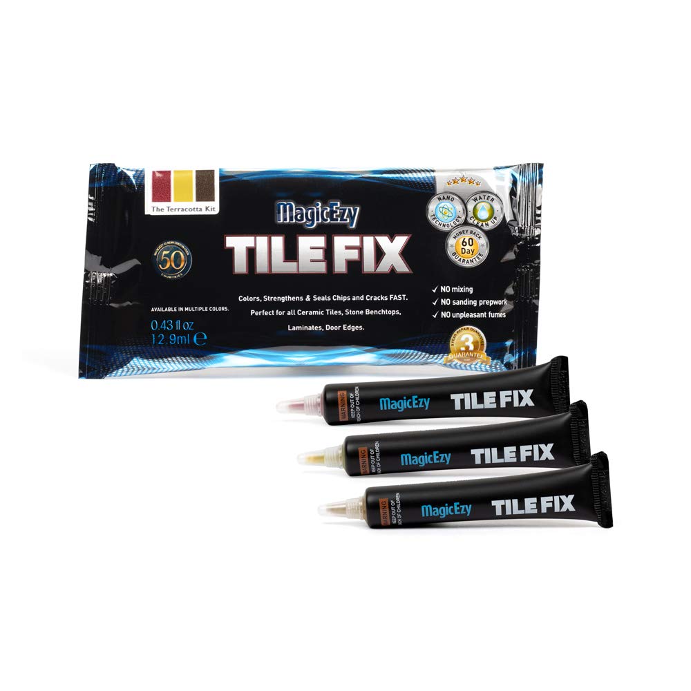 MagicEzy Tile Fix (Terracotta Kit) - Bathroom Floor Tile Scratch Repair ...
