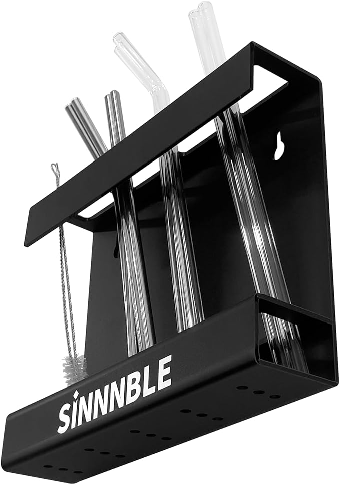 Amazon.com: SINNNBLE Straw Holder for Cabinet Door, Reusable Straw ...