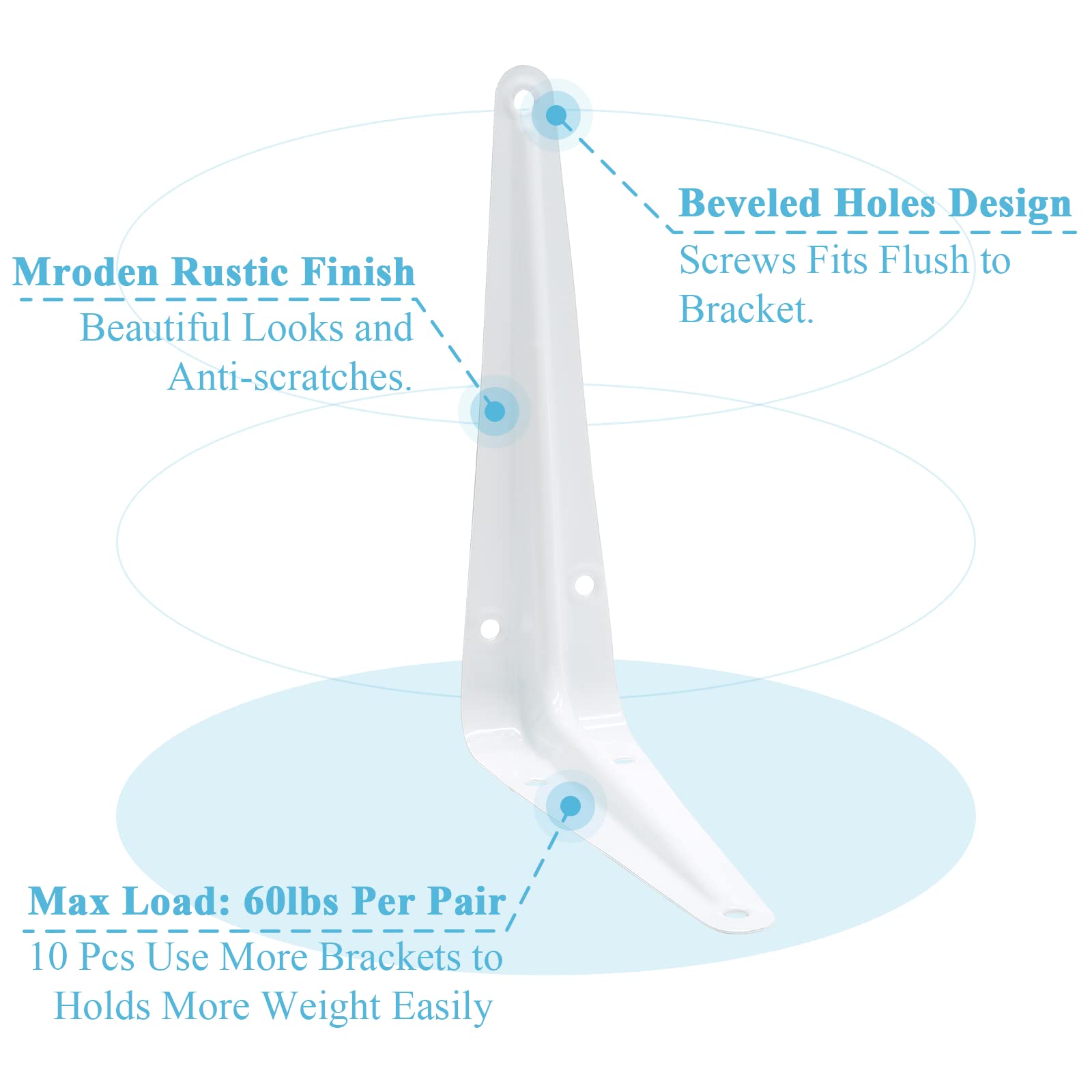 Snapklik.com : Uenhoy 10 Pack White Shelf Brackets 8 Inch Metal ...