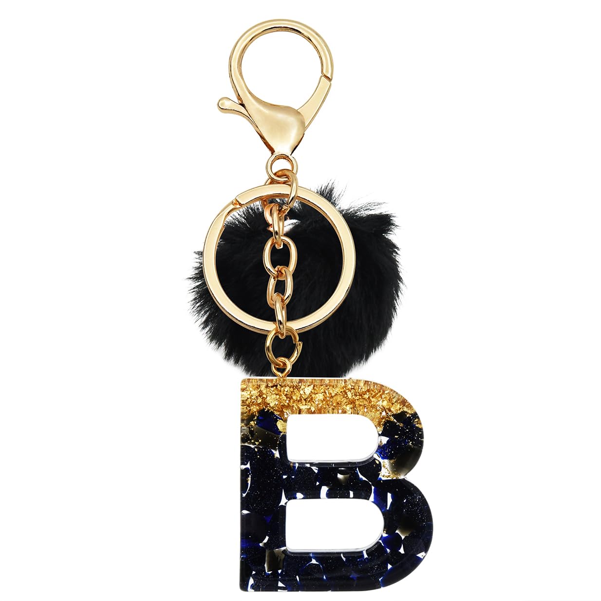 Snapklik.com : Lucky 26 Initials Letter Keychain Black Plush Ball ...
