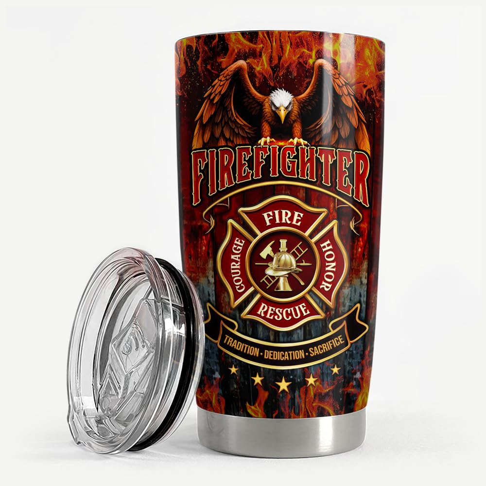 Amazon.com | SANDJEST Firefighter Tumbler 20oz Stainless Steel ...