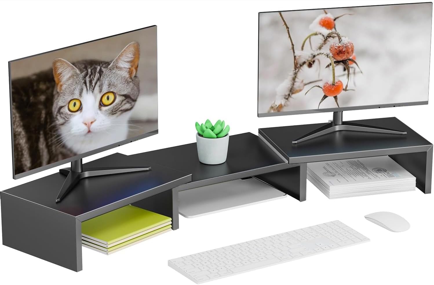 Amazon.com: OUTIOE Dual Monitor Stand for Desk, Metal Computer Stand ...