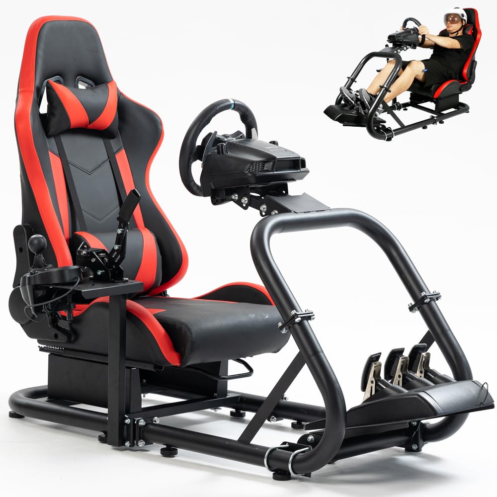 Buy Marada G29 Racing Sim Cockpit Stand with Red Racing Seat 50mm Large ...