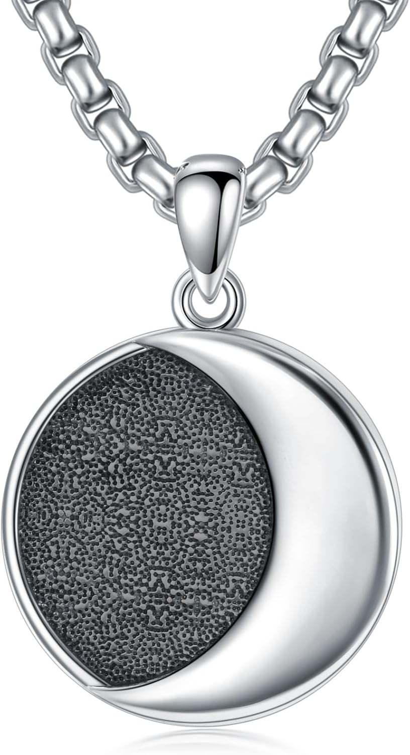 Lattd Moon Necklace 925 Sterling Silver Crescent Moon Coin Pendant Necklaces Jewelry Gift for ...