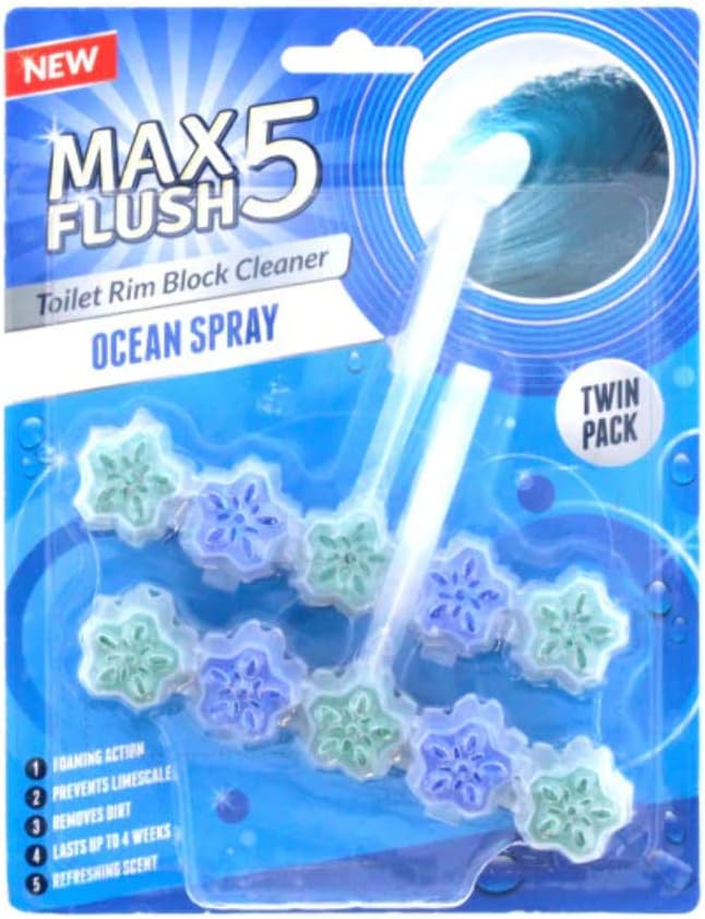 Amazon.com: Max Flush 5 Ocean Spray Toilet Rim Block Cleaner (Twin Pack ...