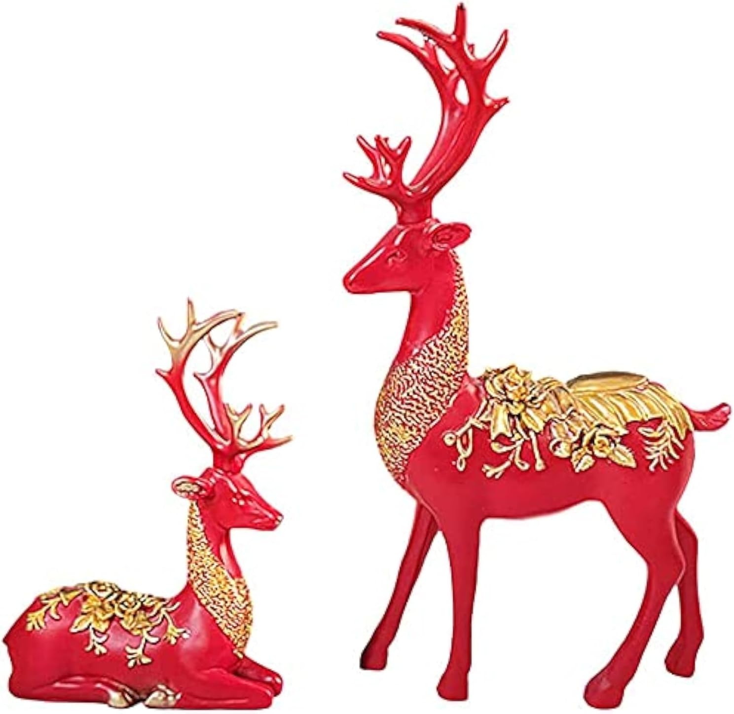 Amazon.com: 2-Pack Reindeer Figurines Christmas Reindeer Statue Resin ...
