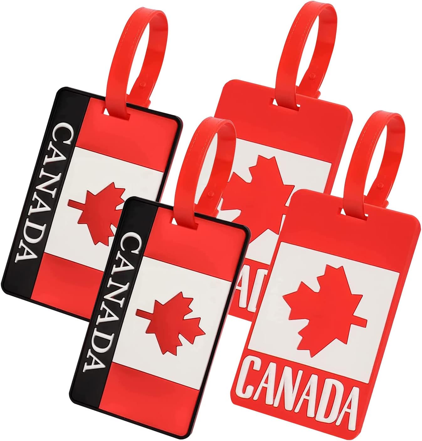 4 Pack Luggage Tags, Canadian Flag Silicone Luggage Tags for Suitcases ...