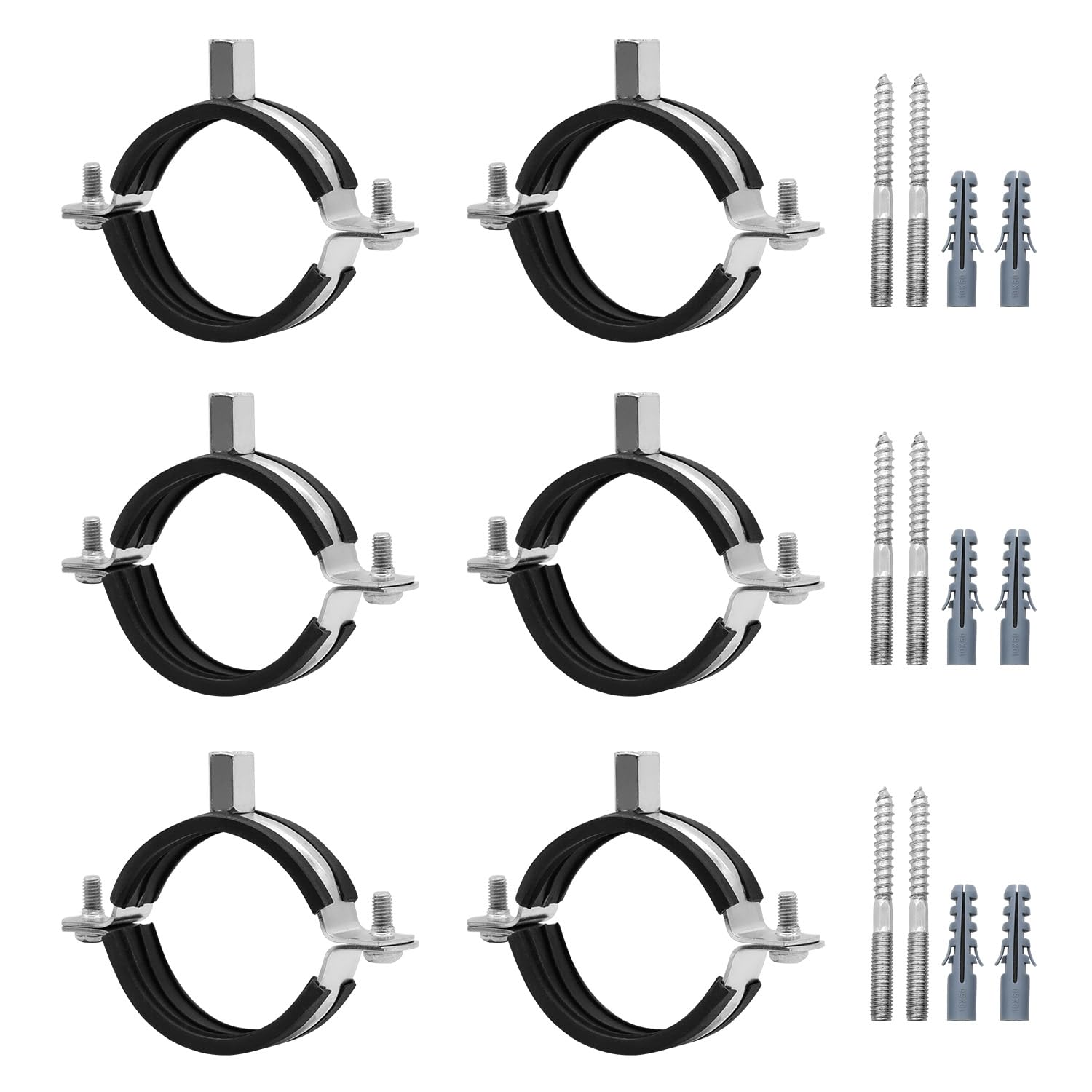 Snapklik.com : 6 Pcs 2.4-2.5 Inch Split Ring Pipe Hanger, 60-64mm Heavy ...