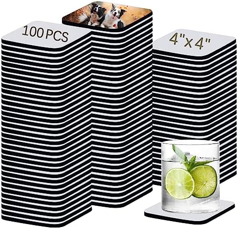 100 PCS Sublimation Blank Cup Coasters Bulk, 4x4 Inch Square Blank Cup ...