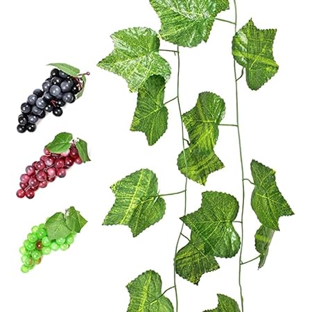 Mangdunt 5 Bunches Artificial Grape Fake Grapes with Vines Lifelike ...