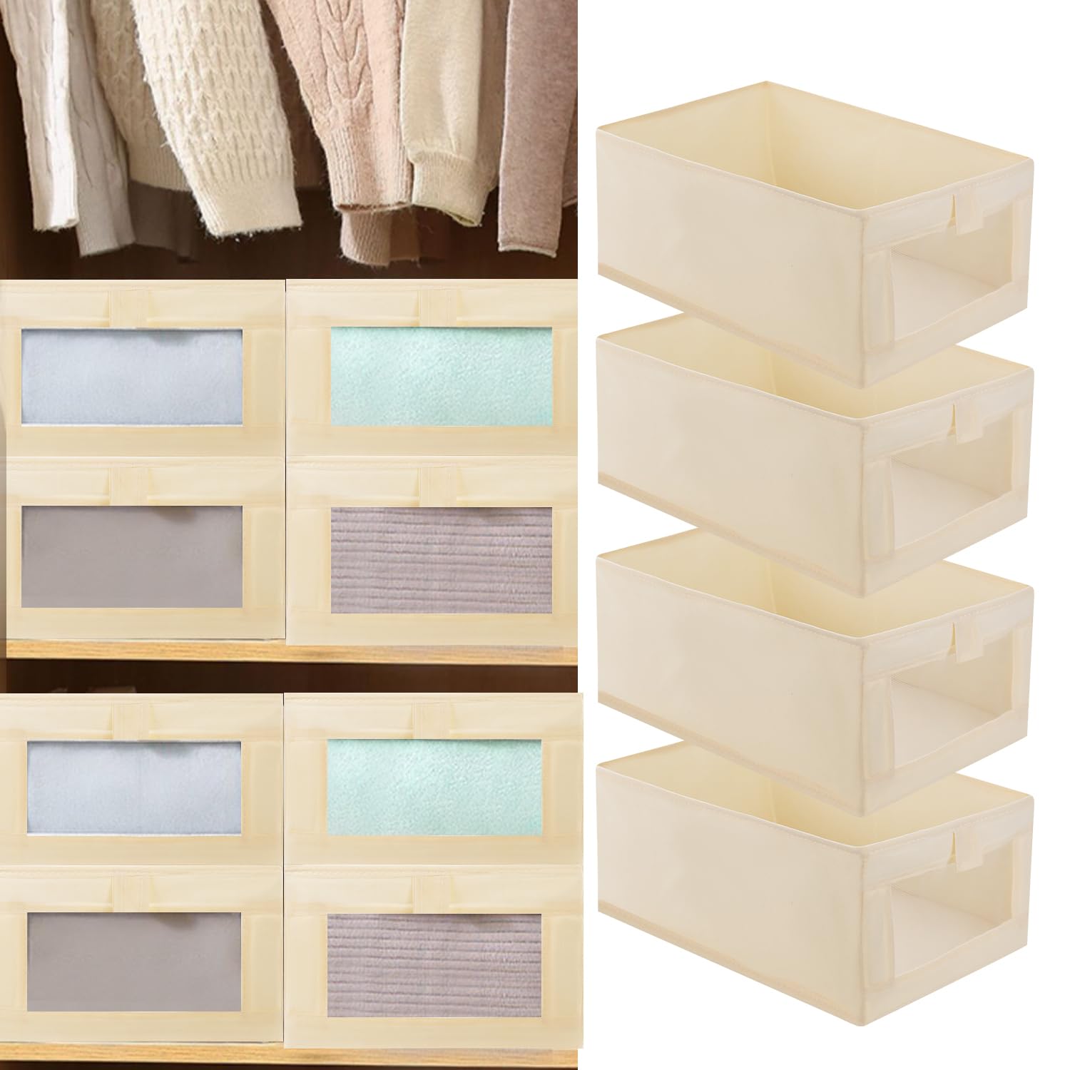 Amazon.com: Lflwacy 4 Pack Linen Storage Bins, Linen Closet Organizers ...