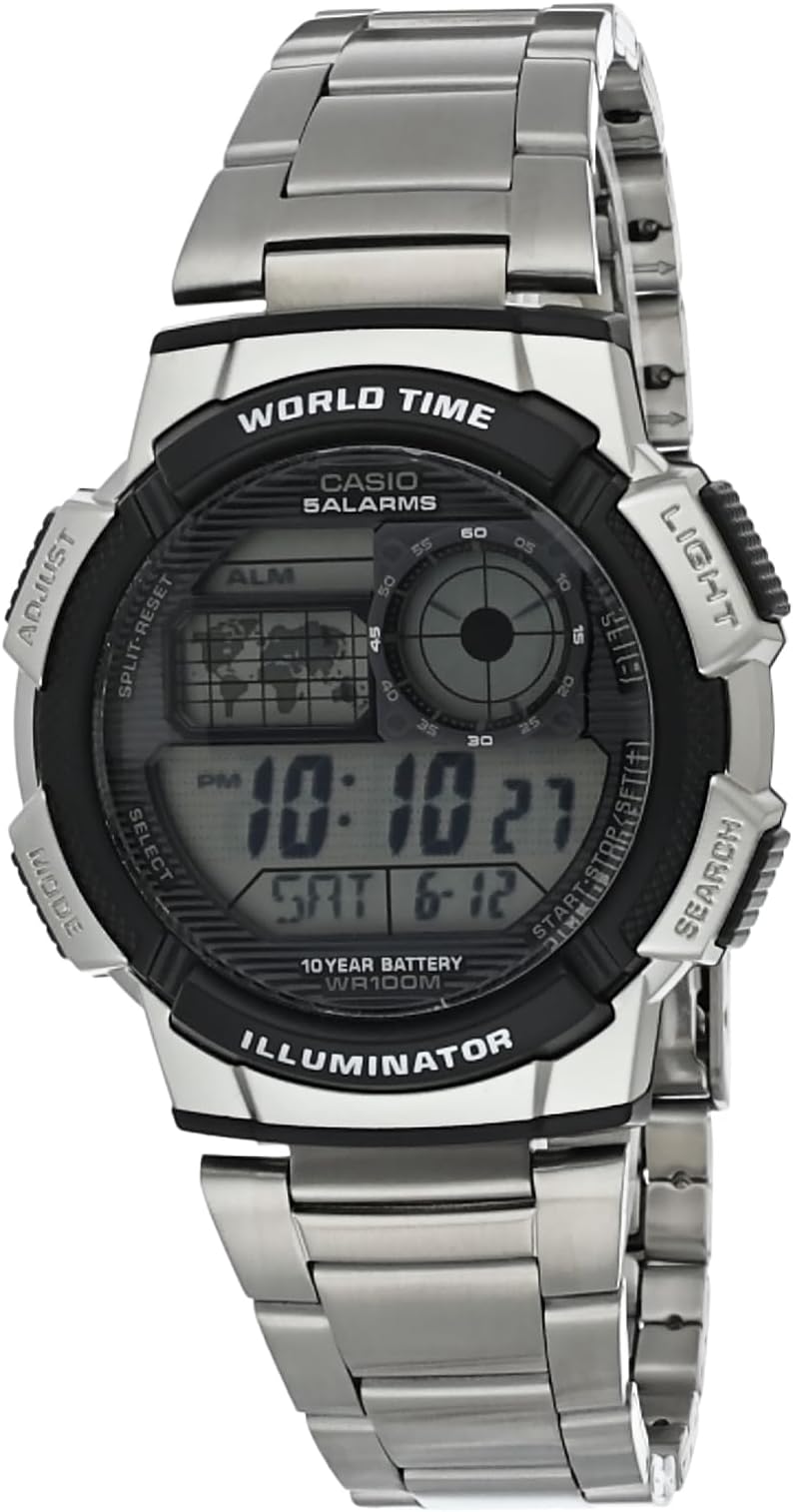 CASIO Herren Digital Quarz Uhr mit Edelstahl Armband AE-1000WD-1A ...