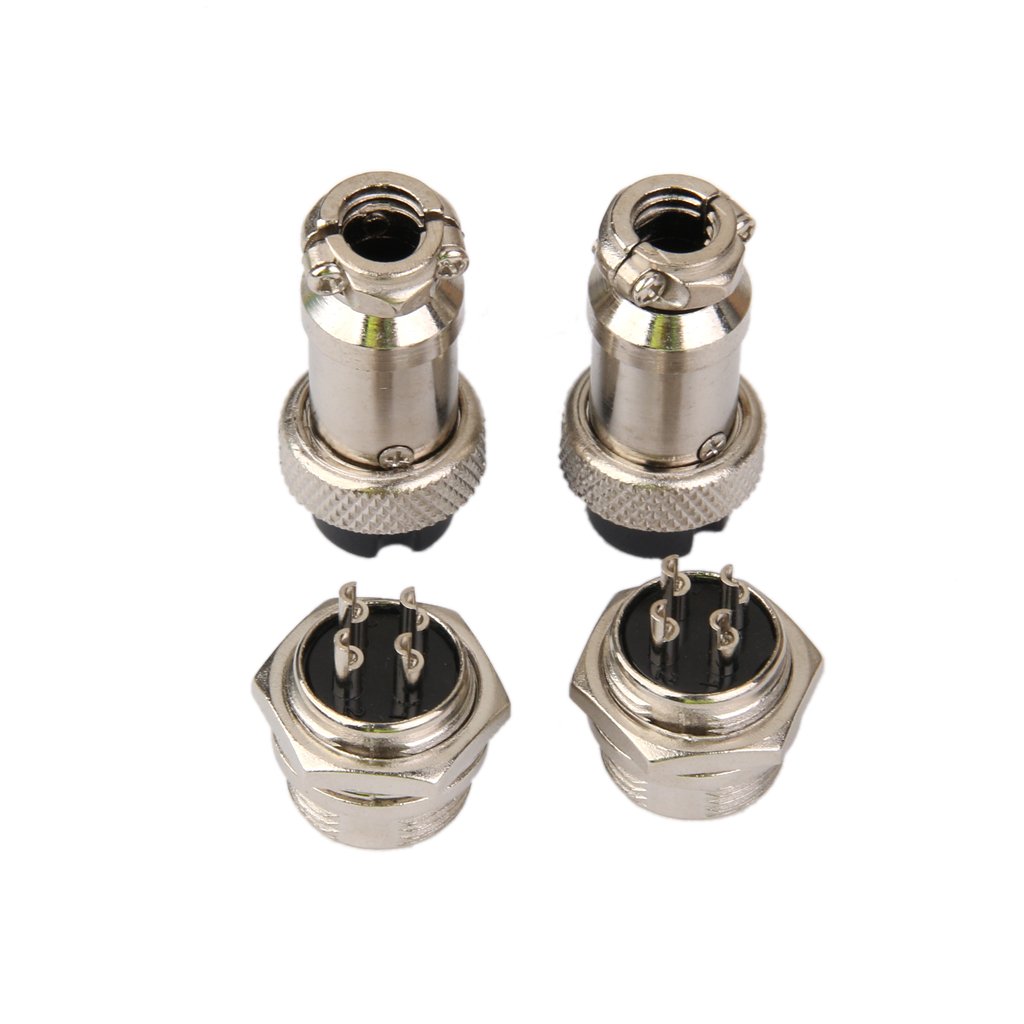 Generic 2 Sets Aviation 4-Pin 2 Male+2 Female Panel Metal Wire ...