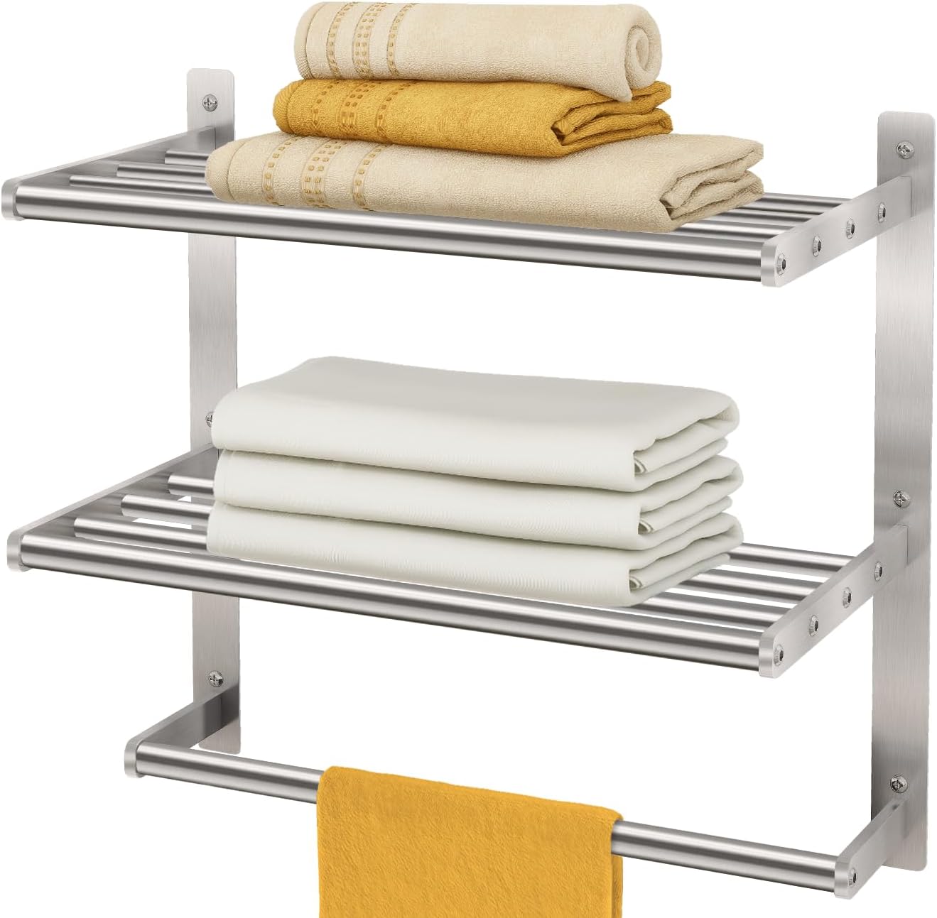 Amazon.com: BETHOM Towel Shelf for Bathroom Wall Mounted, 3-Tier Hotel ...