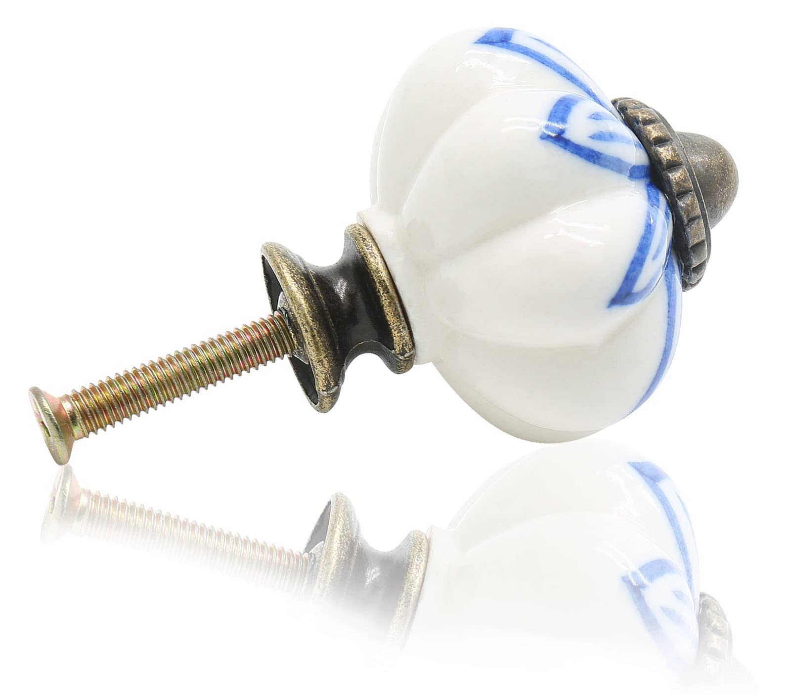 Snapklik.com : Seimneire 12pcs Ivory Pumpkin Knobs, Vintage Ceramic Cabinet Knobs, Dresser Knobs ...